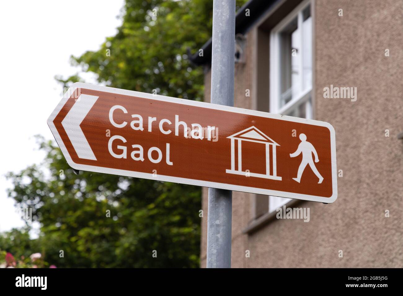 Tourism sign to the now disused Beaumaris Gaol or jail, built in the ...