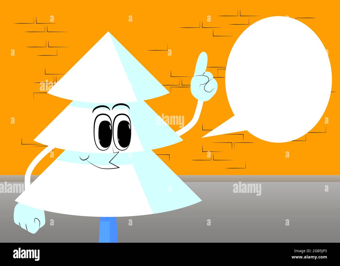 Cartoon winter pine trees with faces making a point. Cute forest trees ...