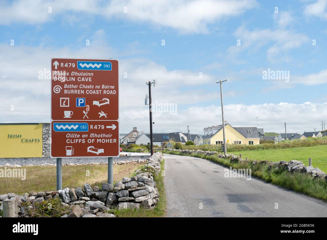 Road Sign, Doolin, Wild Atlantic Way, County C;are, Ireland Stock Photo ...