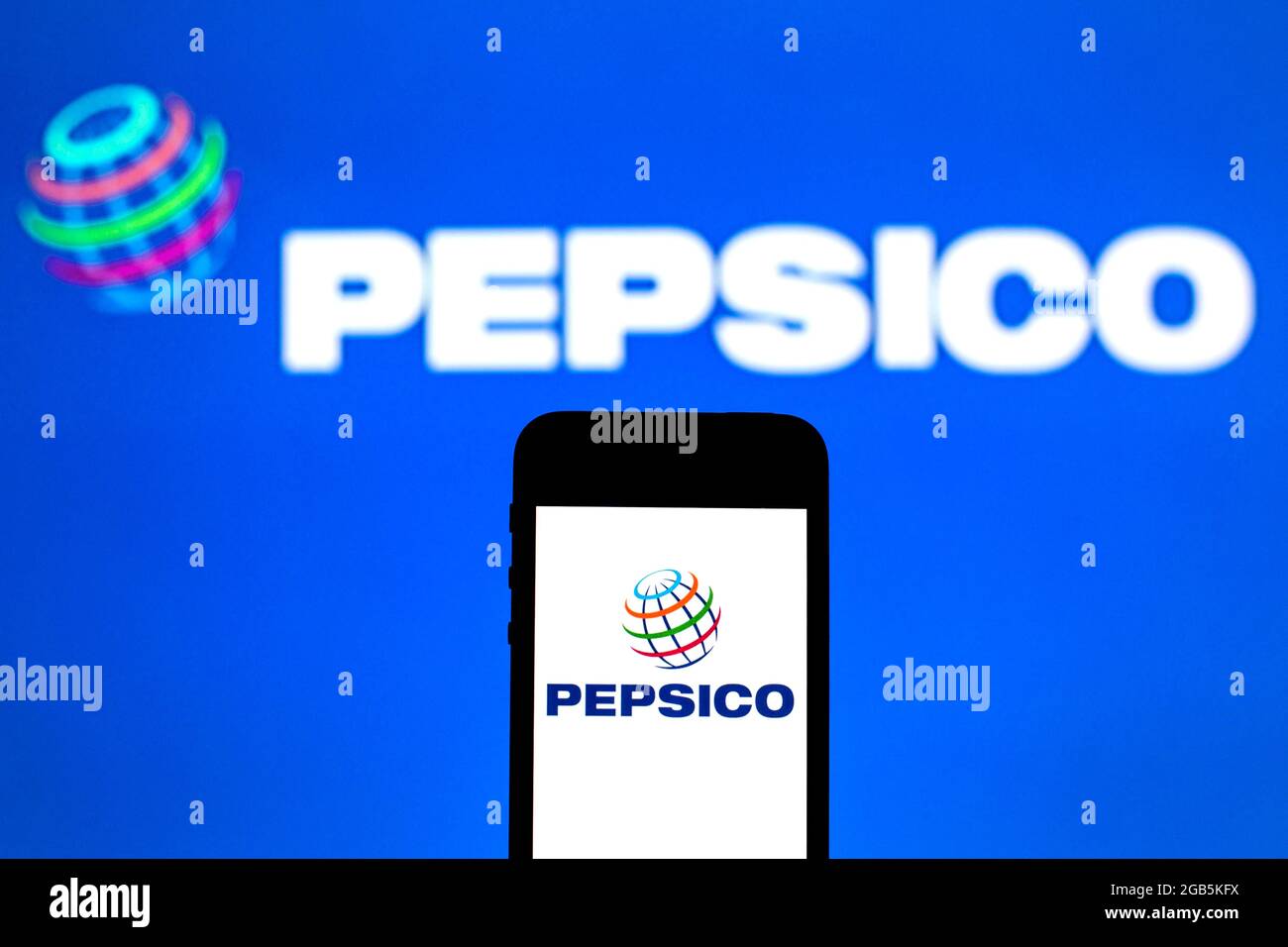 In this photo illustration a PepsiCo, Inc. logo seen displayed on a ...