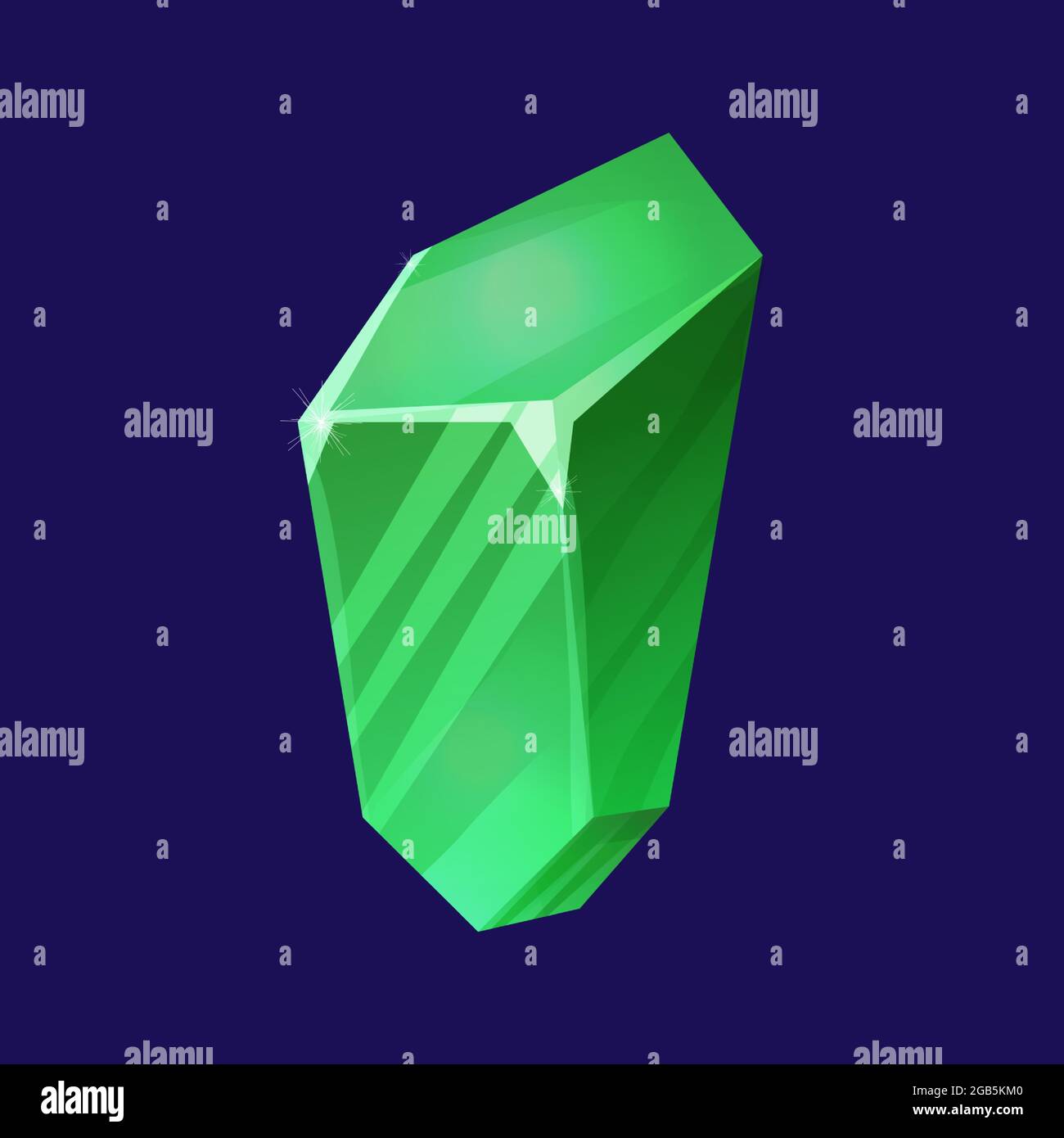 Emerald mineral, magic crystal in cartoon style isolated on white ...