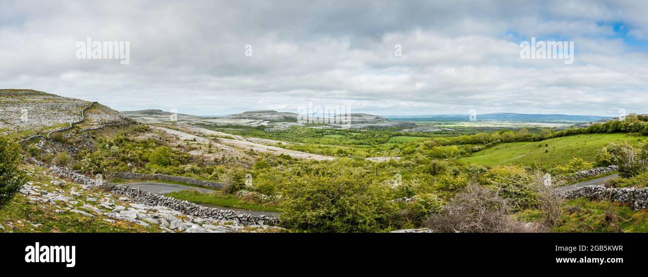 Panorama of Mullaghmore, the Burren, County Clare, Ireland Stock Photo ...