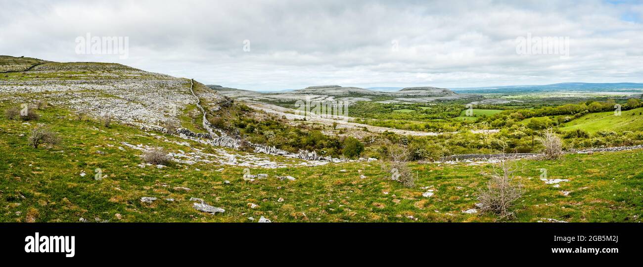 Panorama of Mullaghmore, the Burren, County Clare, Ireland Stock Photo ...