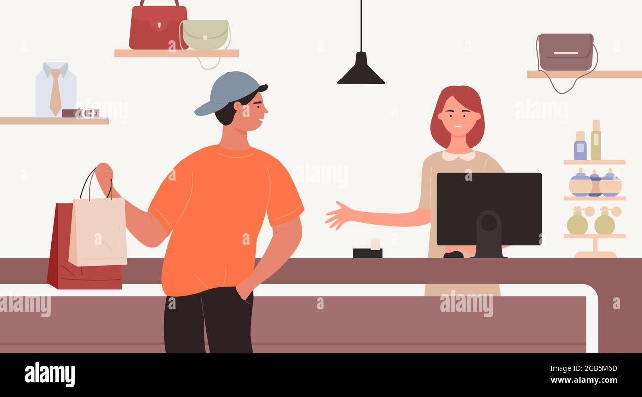 Staff checkout counter buy Stock Vector Images - Alamy