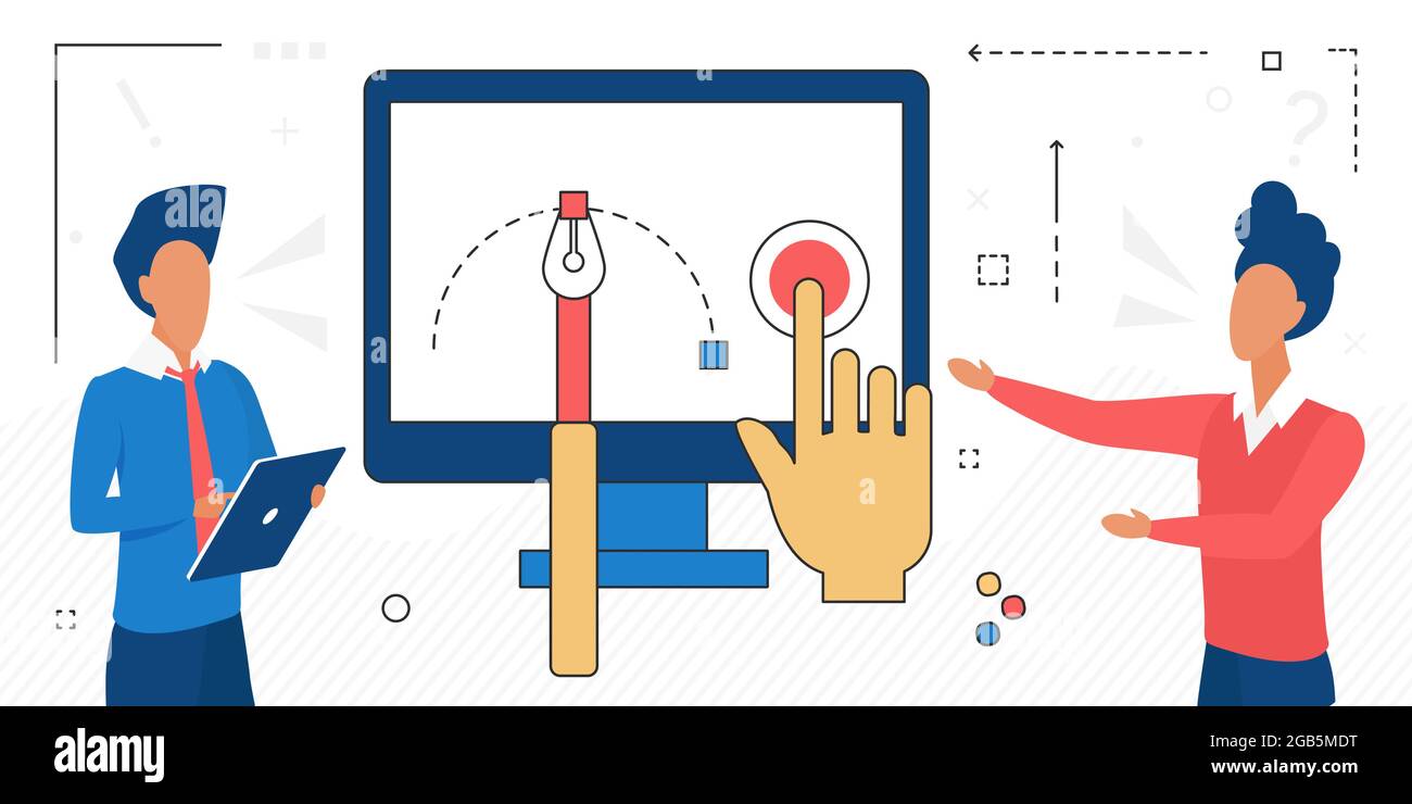 Business people teamwork and finger touching screen, virtual team ...