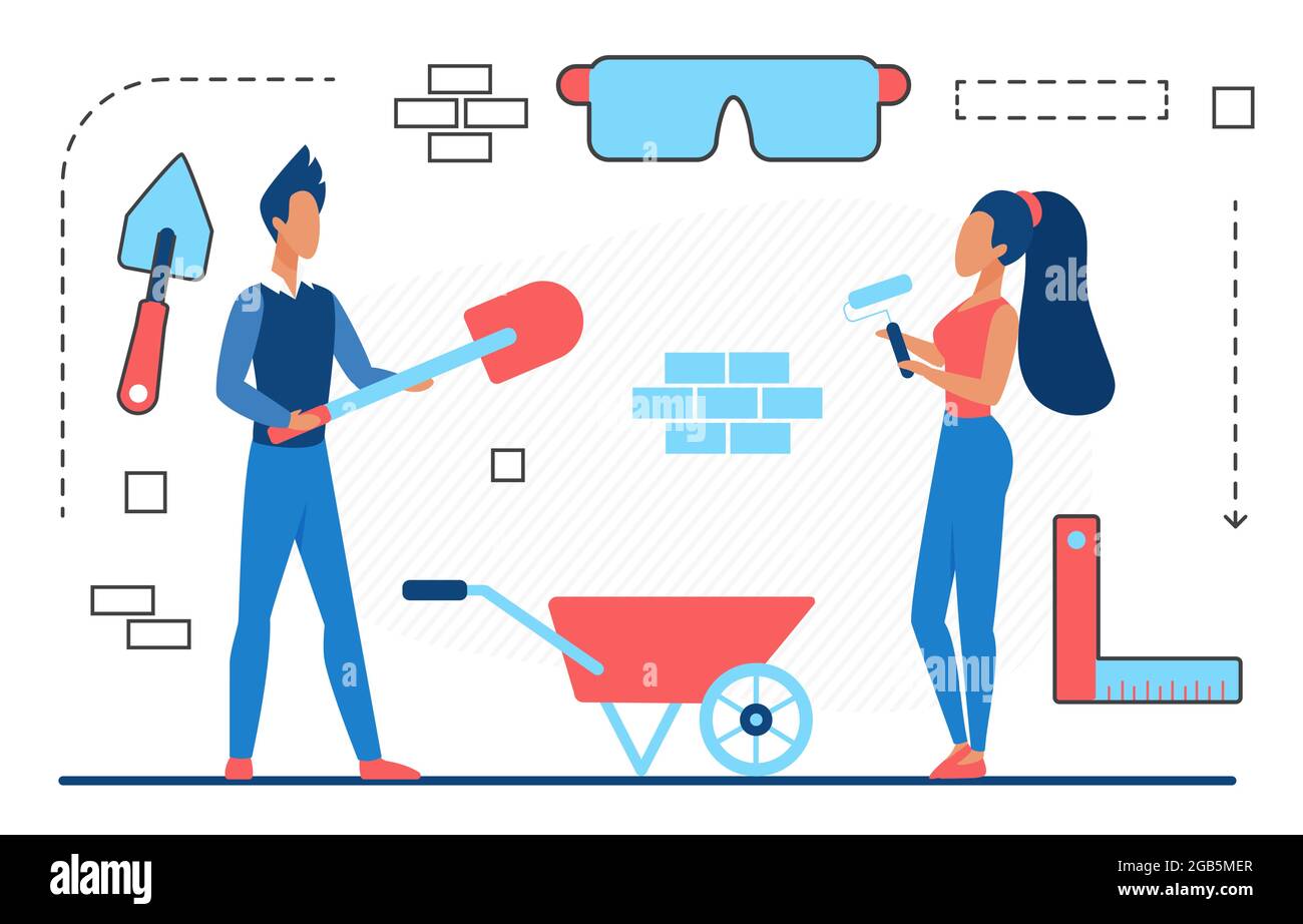 People work in repair service, abstract concept vector illustration ...