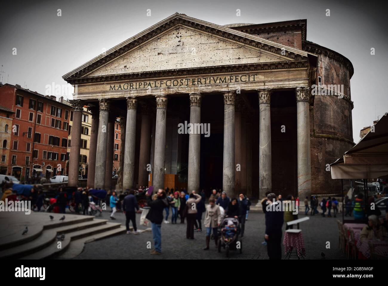 ROME, ITALY - Feb 07, 2016: The exterior and facade of the Pantheon in ...