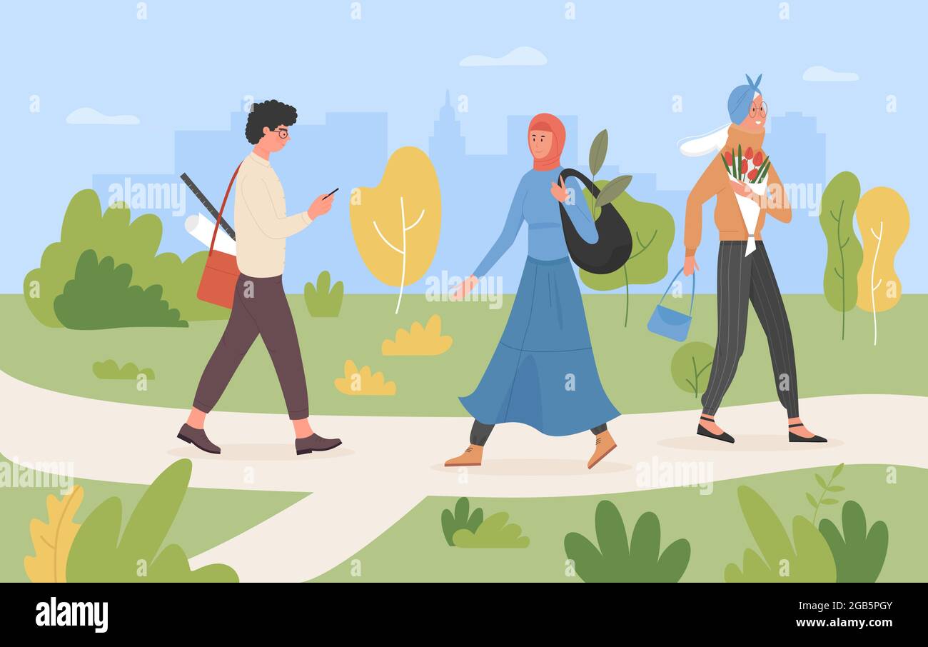 Muslim woman walking street Stock Vector Images - Alamy