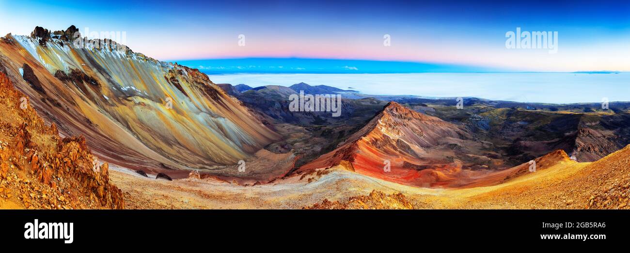 geography / travel, Bolivia, Sud Lipez, Dusk view of Tunupa (5321m ...