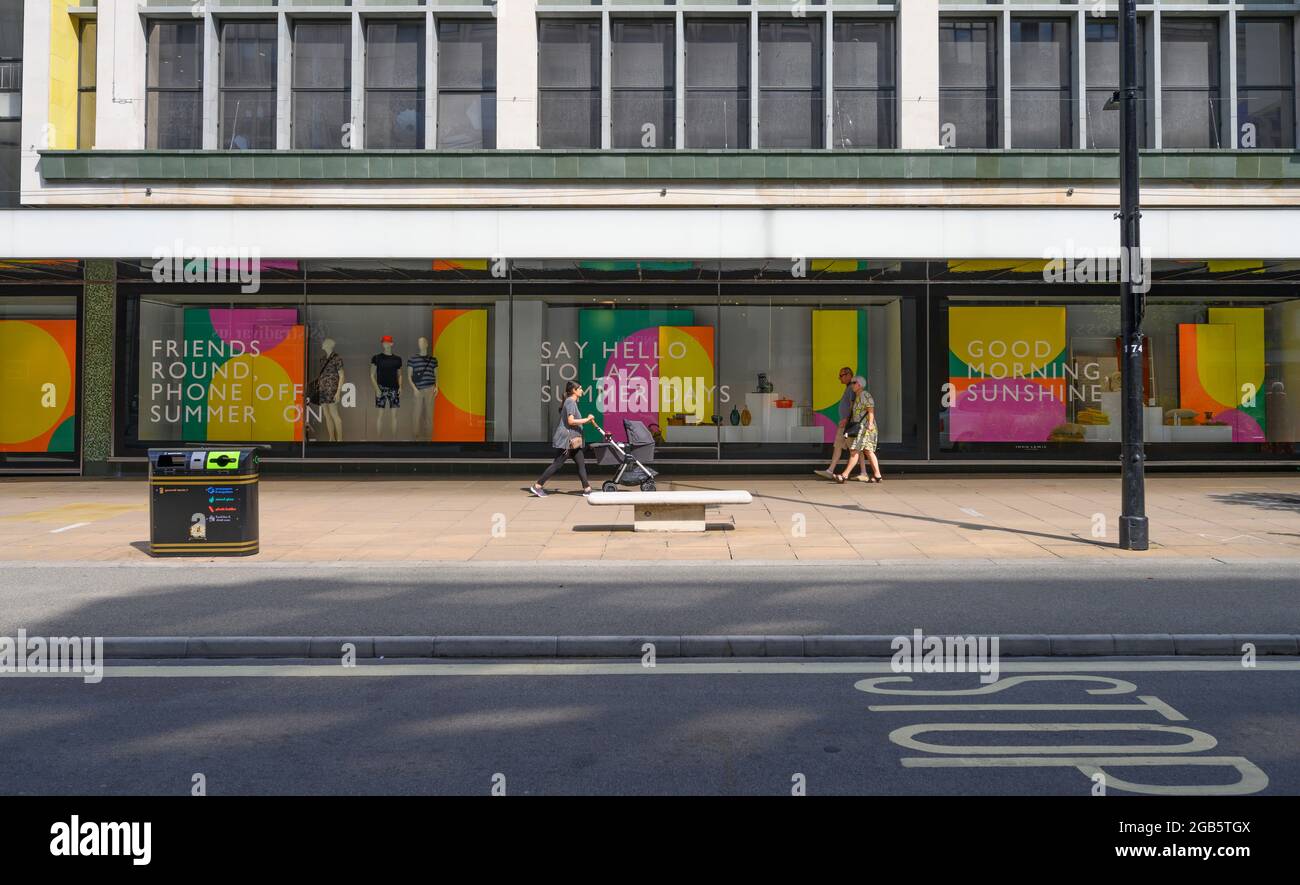 Oxford Street, London, UK. 2nd Aug, 2021. Summer window display at John ...