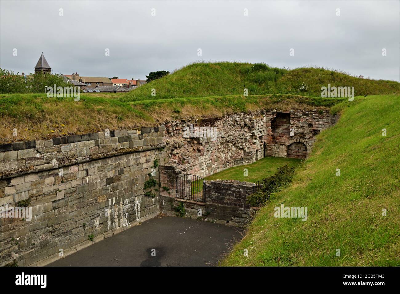 A view of the medieval old town defensive wall which surrounds the ...