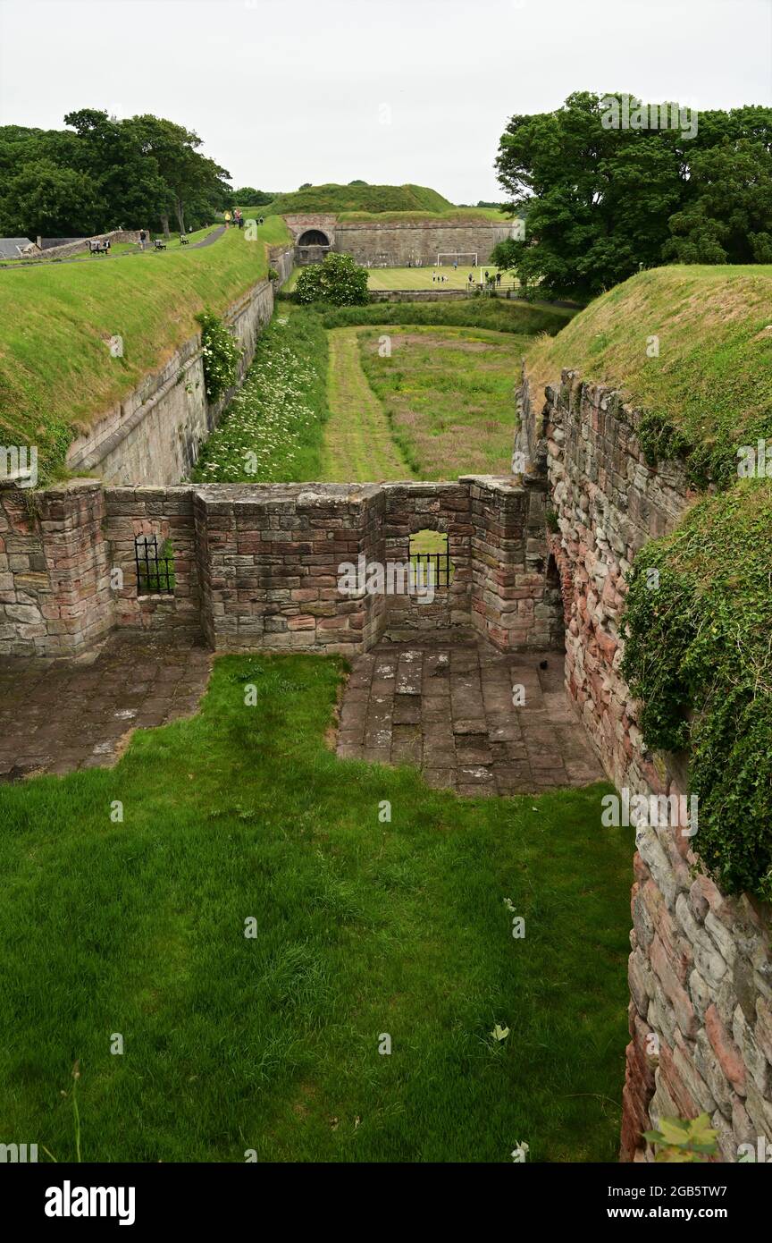 A view of the medieval old town defensive wall which surrounds the ...