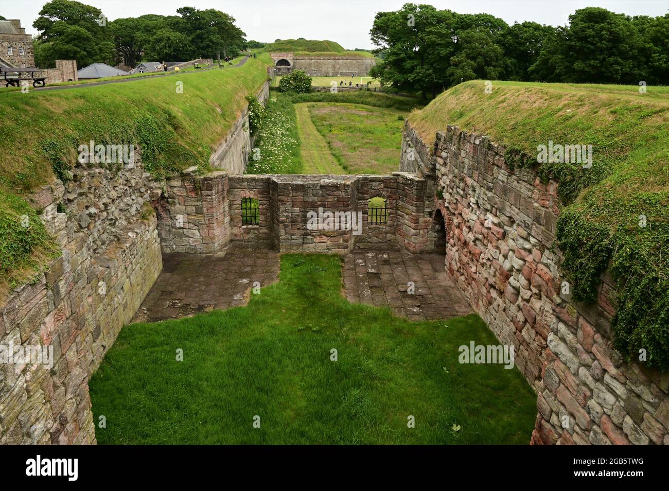 A view of the medieval old town defensive wall which surrounds the ...