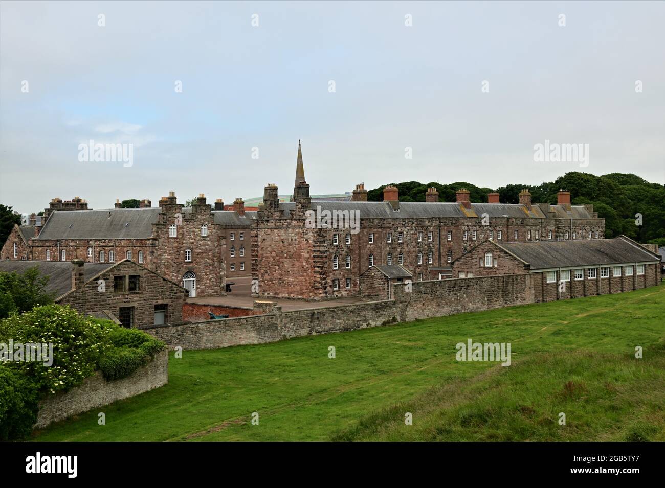 A view of the barracks buildings from the medieval old town defensive ...