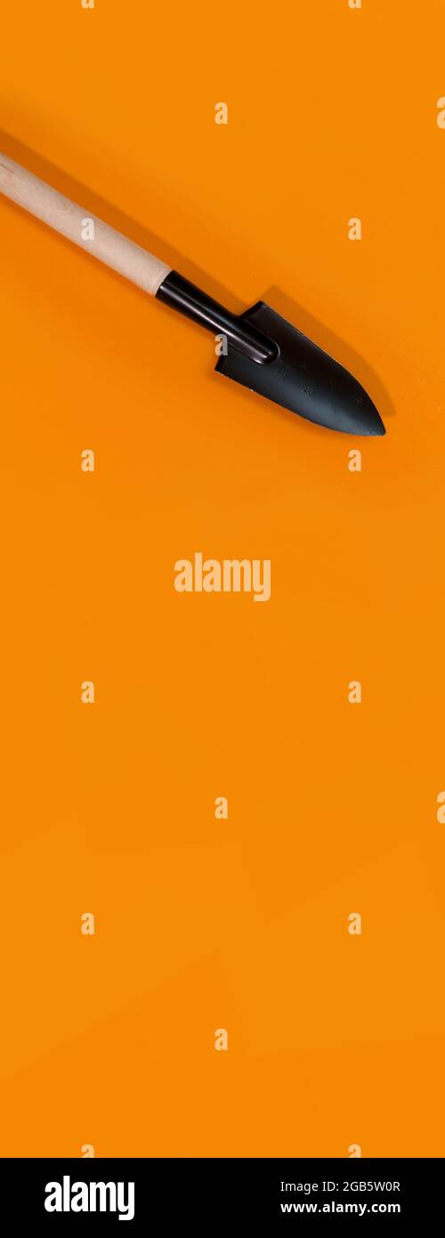 panorama of garden tools on orange background Stock Photo - Alamy