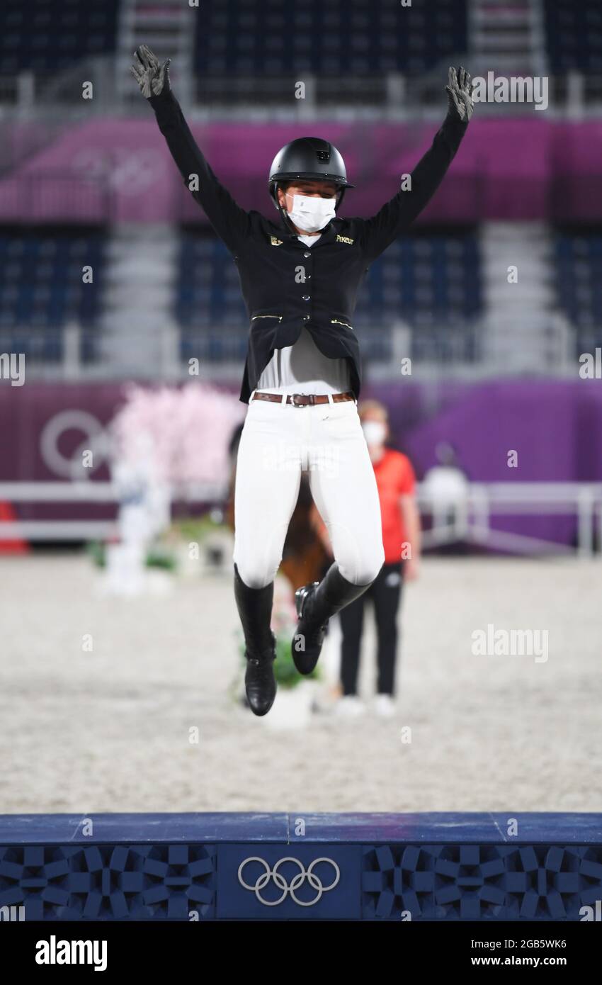 Tokyo, Japan. 2nd Aug, 2021. Julia Krajewski of Germany celebrates ...