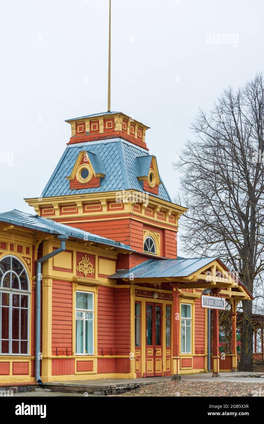 Historic old railway station as museum in Haapsalu Estonia Stock Photo ...