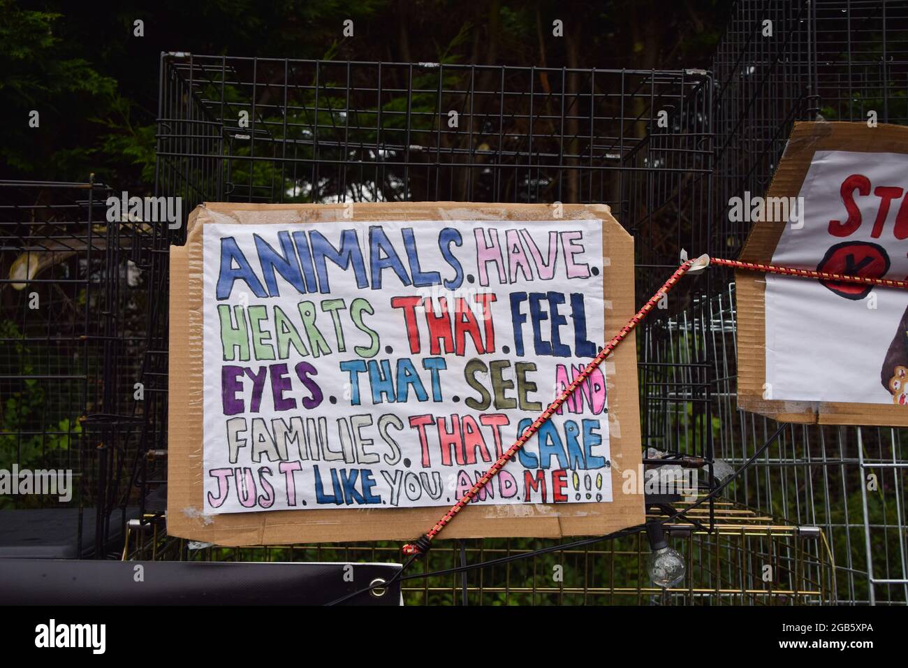 Huntingdon, United Kingdom. 1st August 2021. Animal welfare activists ...