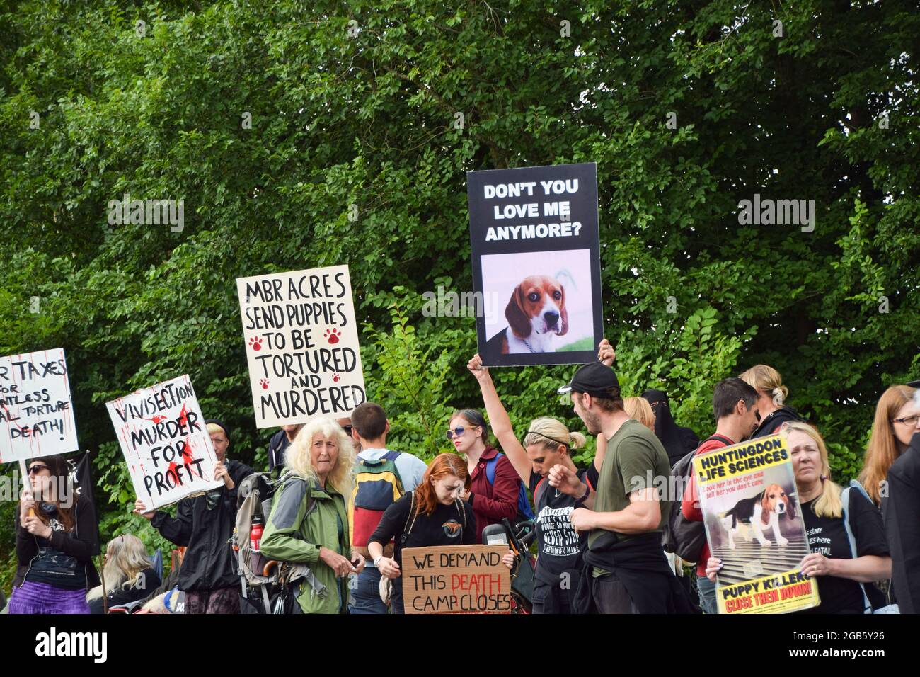 Huntingdon, United Kingdom. 1st August 2021. Animal welfare activists ...
