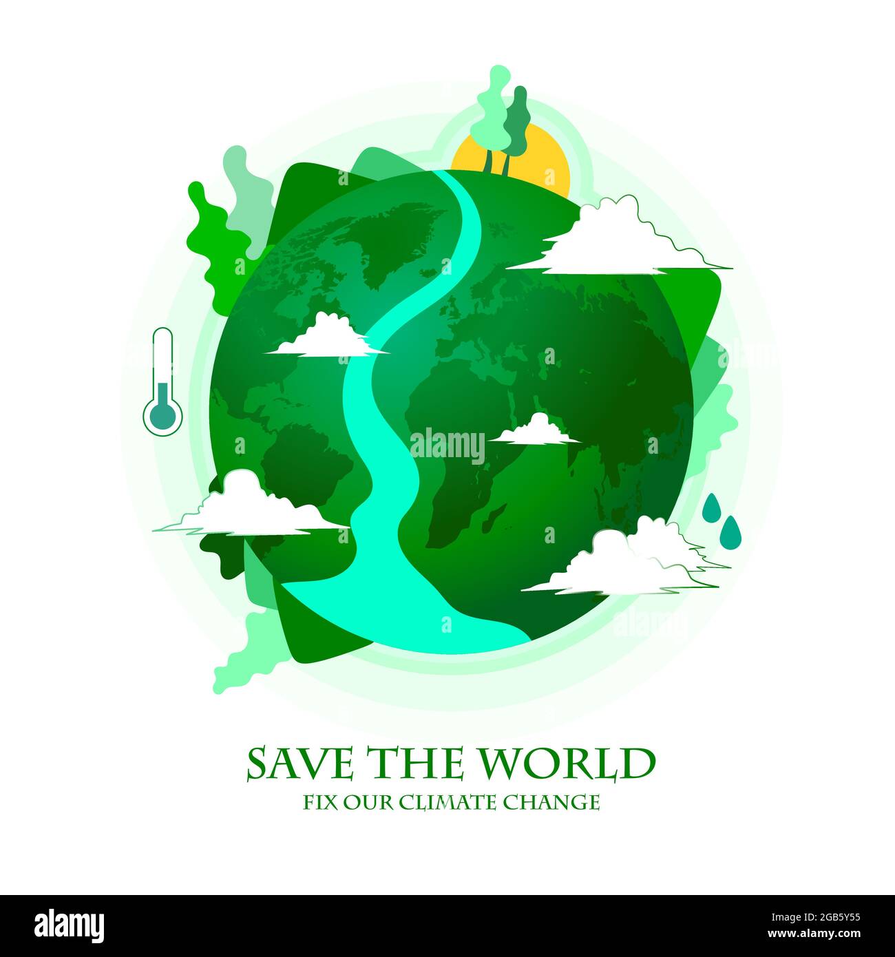 save world with fix climate change vector illustration Stock Vector ...