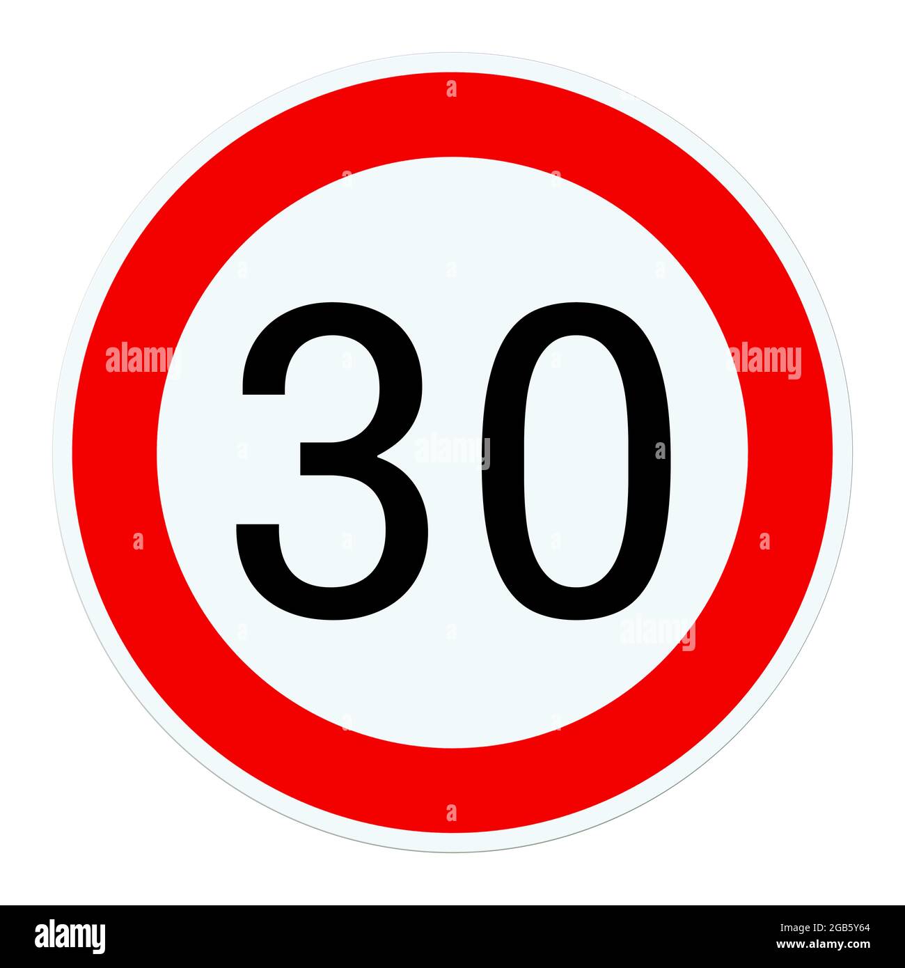 Road sign Tempo 30, illustration against white background Stock Photo ...