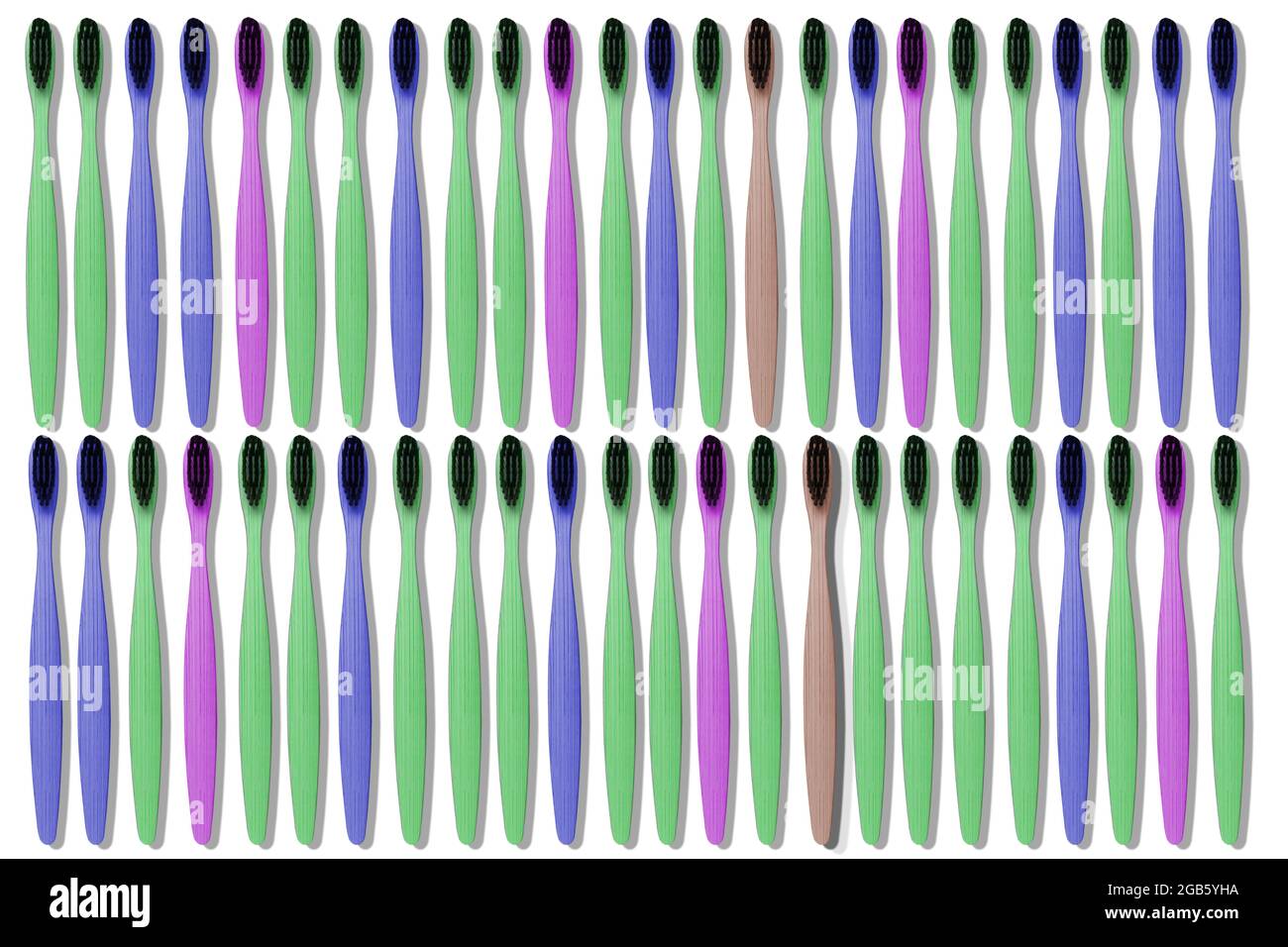 Texture of wooden toothbrushes with black bristles Stock Photo - Alamy