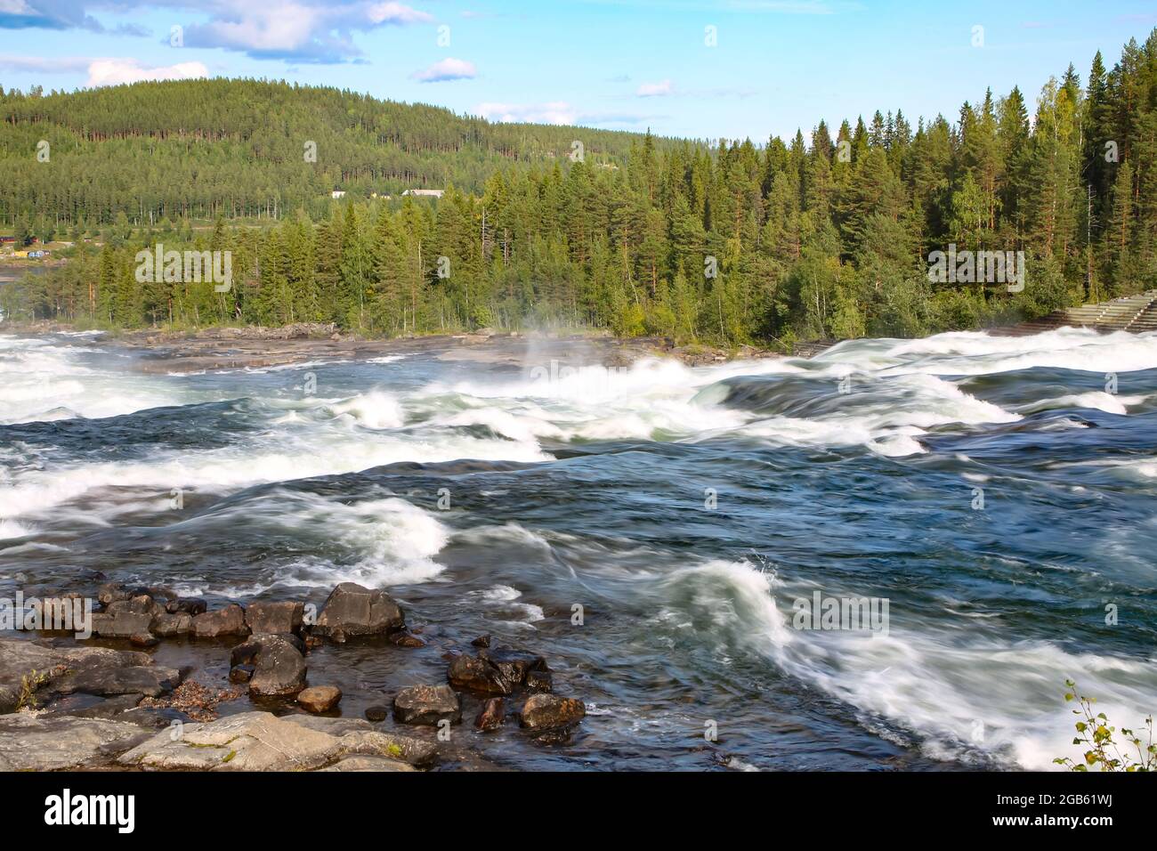 Storforsen is a waterfall on the Pite River in Swedish Norrbottens län ...
