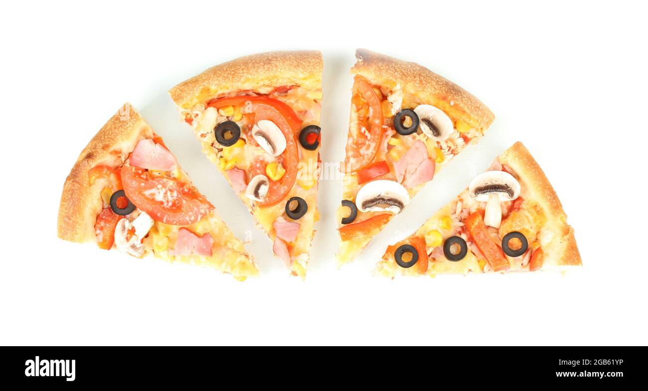 Half of pizza close-up isolated on white Stock Photo - Alamy