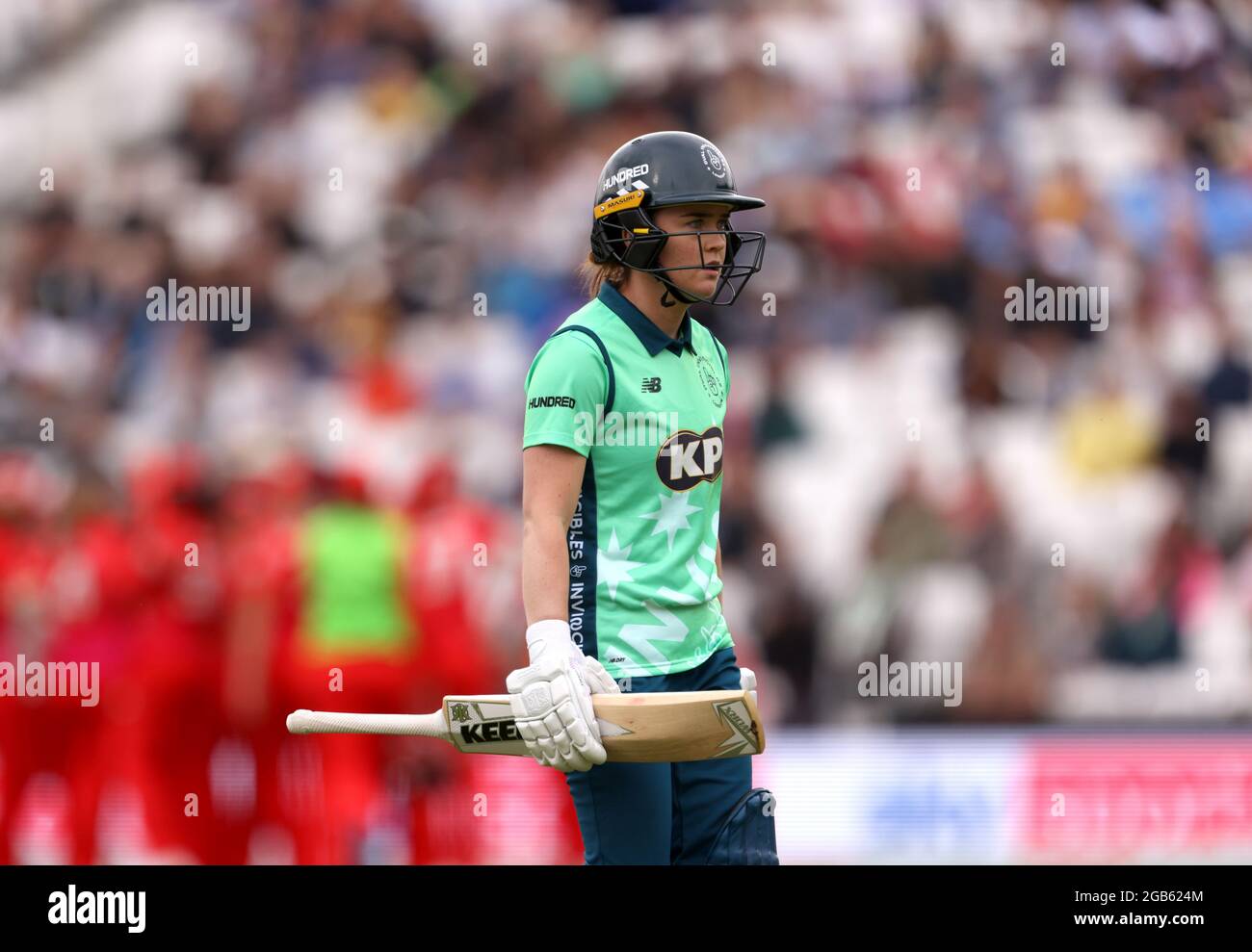 Oval Invincibles' Mady Villiers walks off after being caught and ...