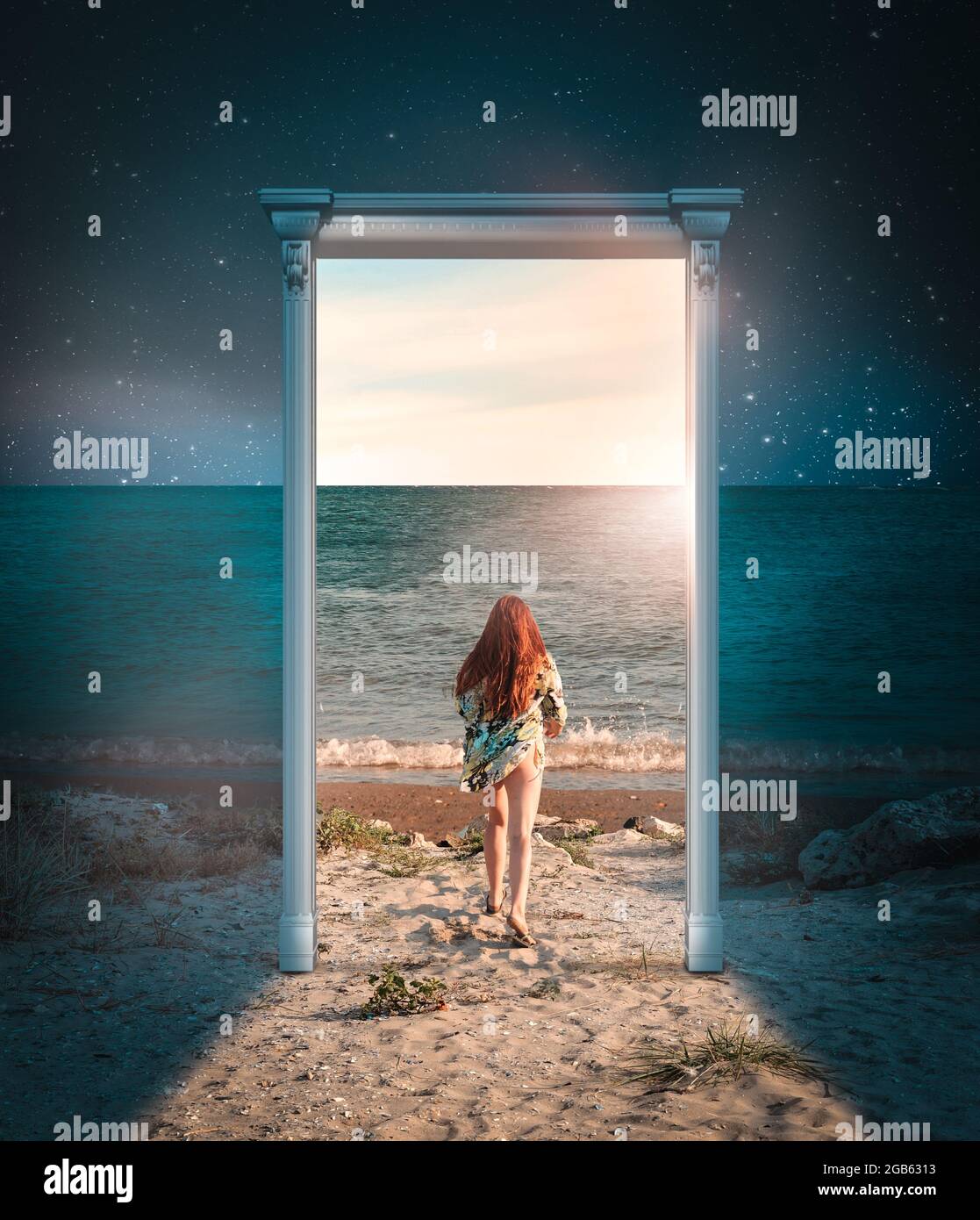 Woman and door and wave hi-res stock photography and images - Alamy