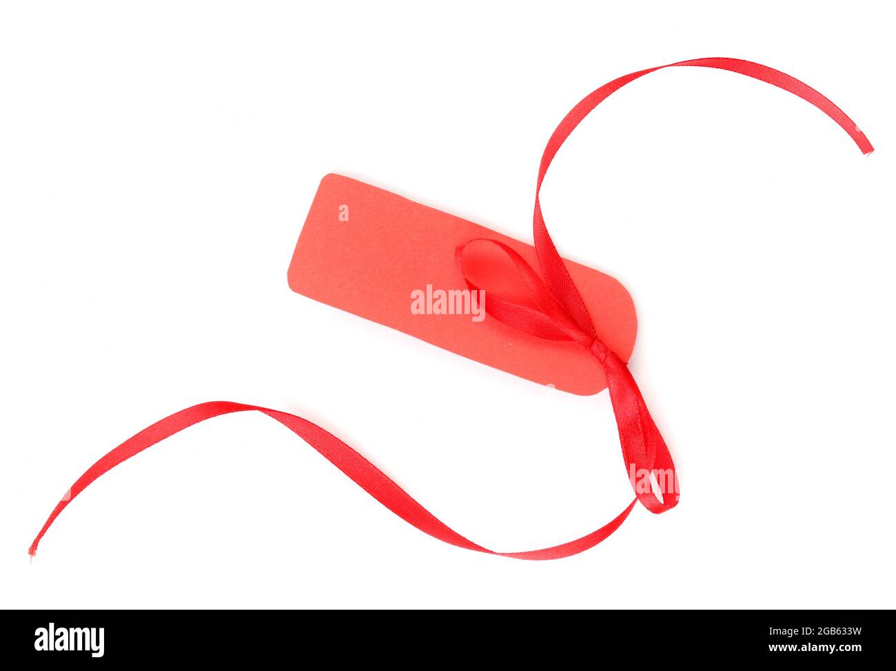 Blank label with ribbon isolated on white Stock Photo - Alamy