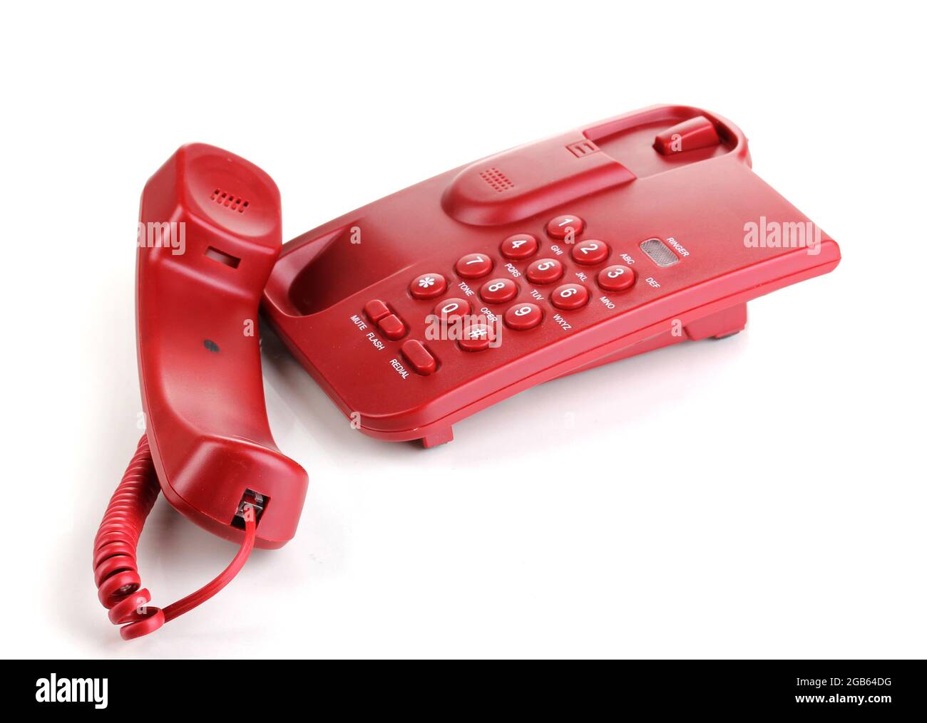 Red phone isolated on white Stock Photo - Alamy