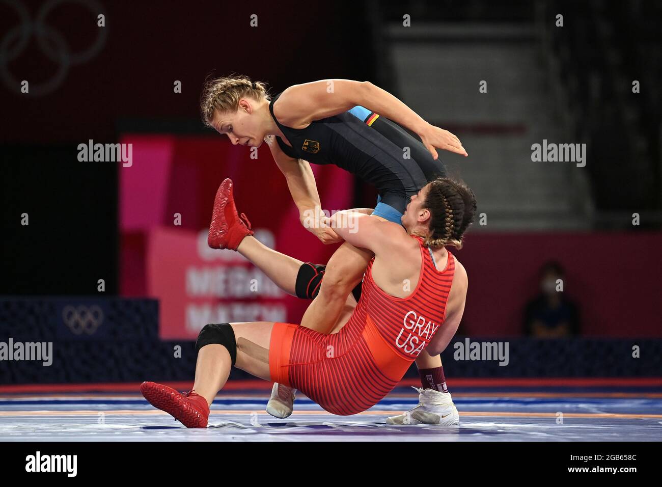 Aline Rotter Focken (GER) in action versus Adeline Maria GRAY (USA ...
