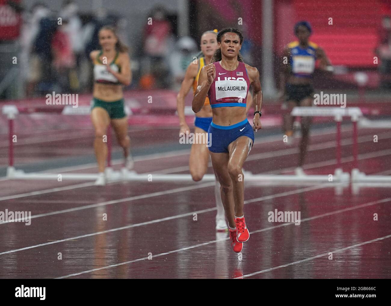 August 2, 2021: Sydney Mclaughlin during 3000 meter steeplechase for ...