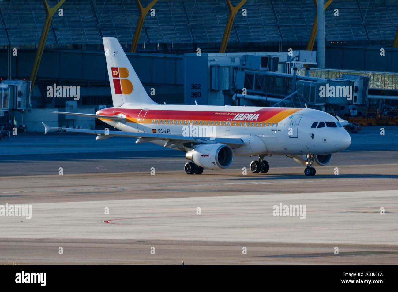 Madrid, Spain - May 2, 2016: Iberia Airlines passenger plane at airport ...