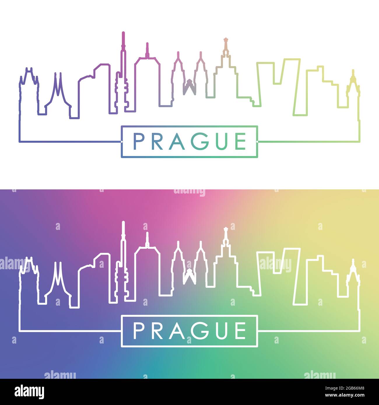 Prague skyline. Colorful linear style. Editable vector file Stock ...