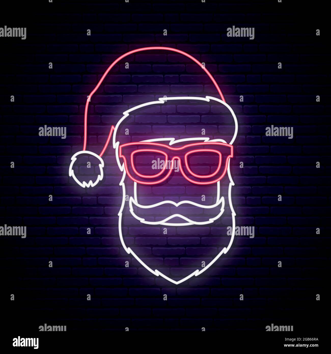 Santa Claus neon sign. Bright signboard. Vector Christmas design Stock ...