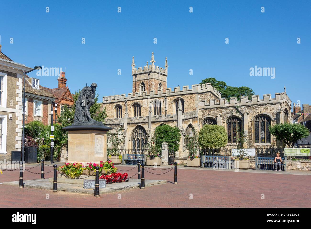 All Saints' Church and War Memorial, Market Square, Huntingdon ...