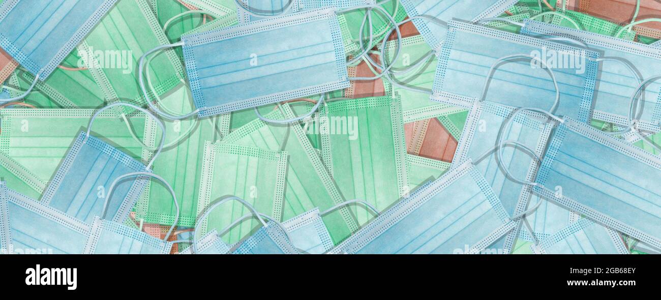 panoramic texture of clean medical masks Stock Photo - Alamy