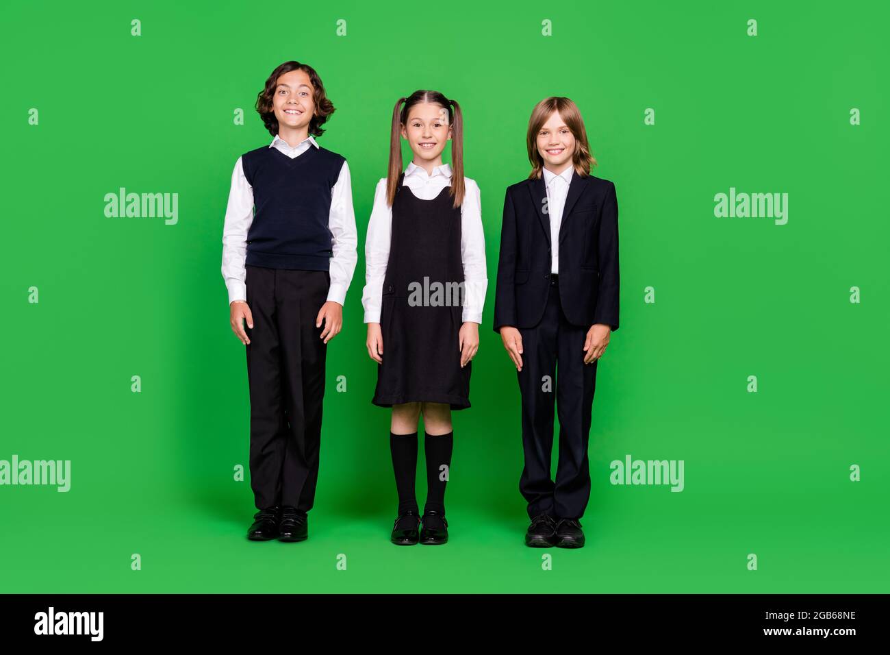 Full length body size view of attractive cheery kids classmates new ...