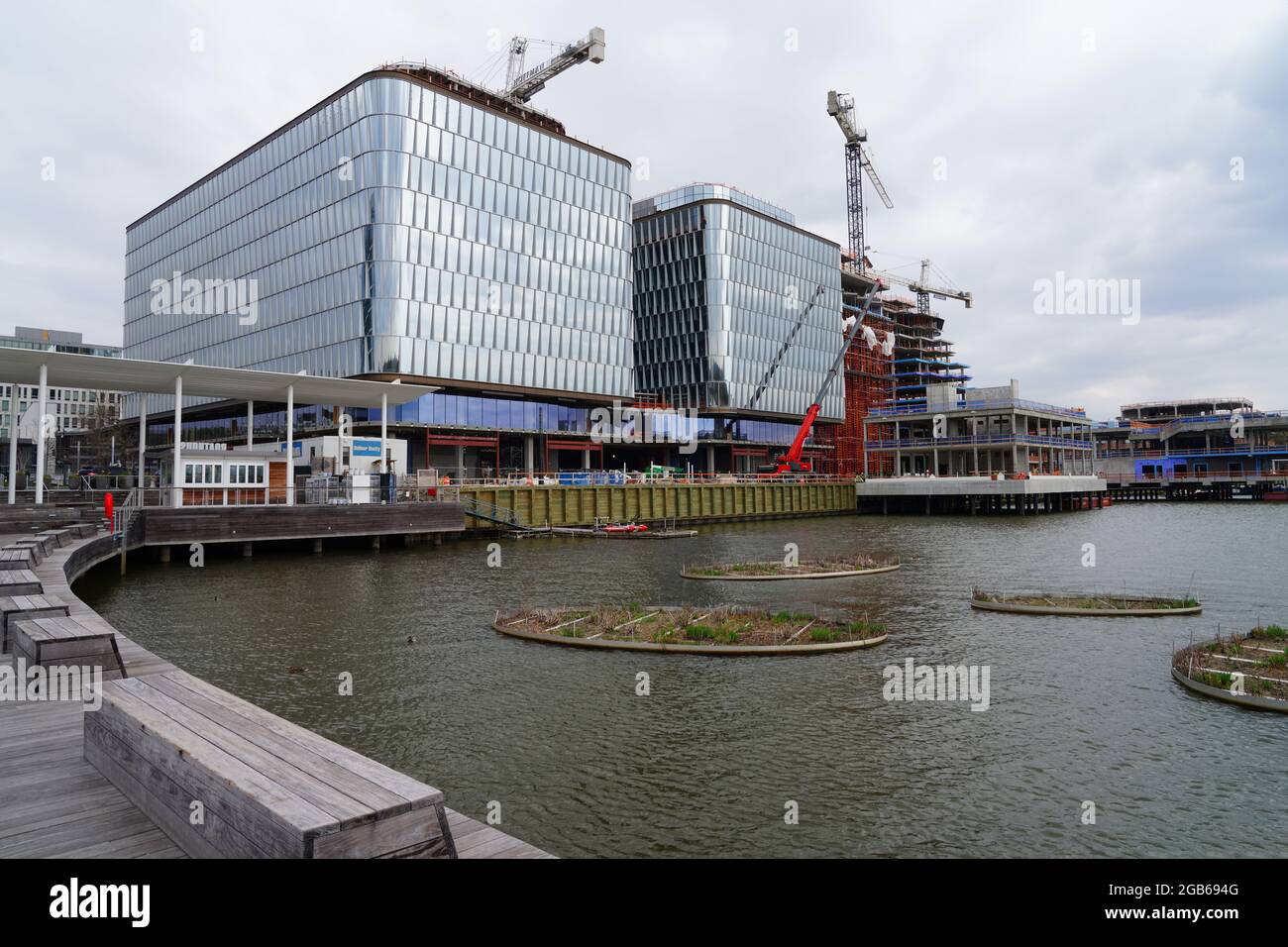 WASHINGTON, DC -1 APR 2021- View of modern buildings in the Wharf ...