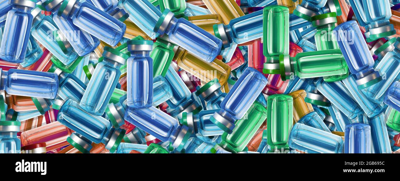 panoramic texture of multi-colored ampoules with drugs Stock Photo - Alamy