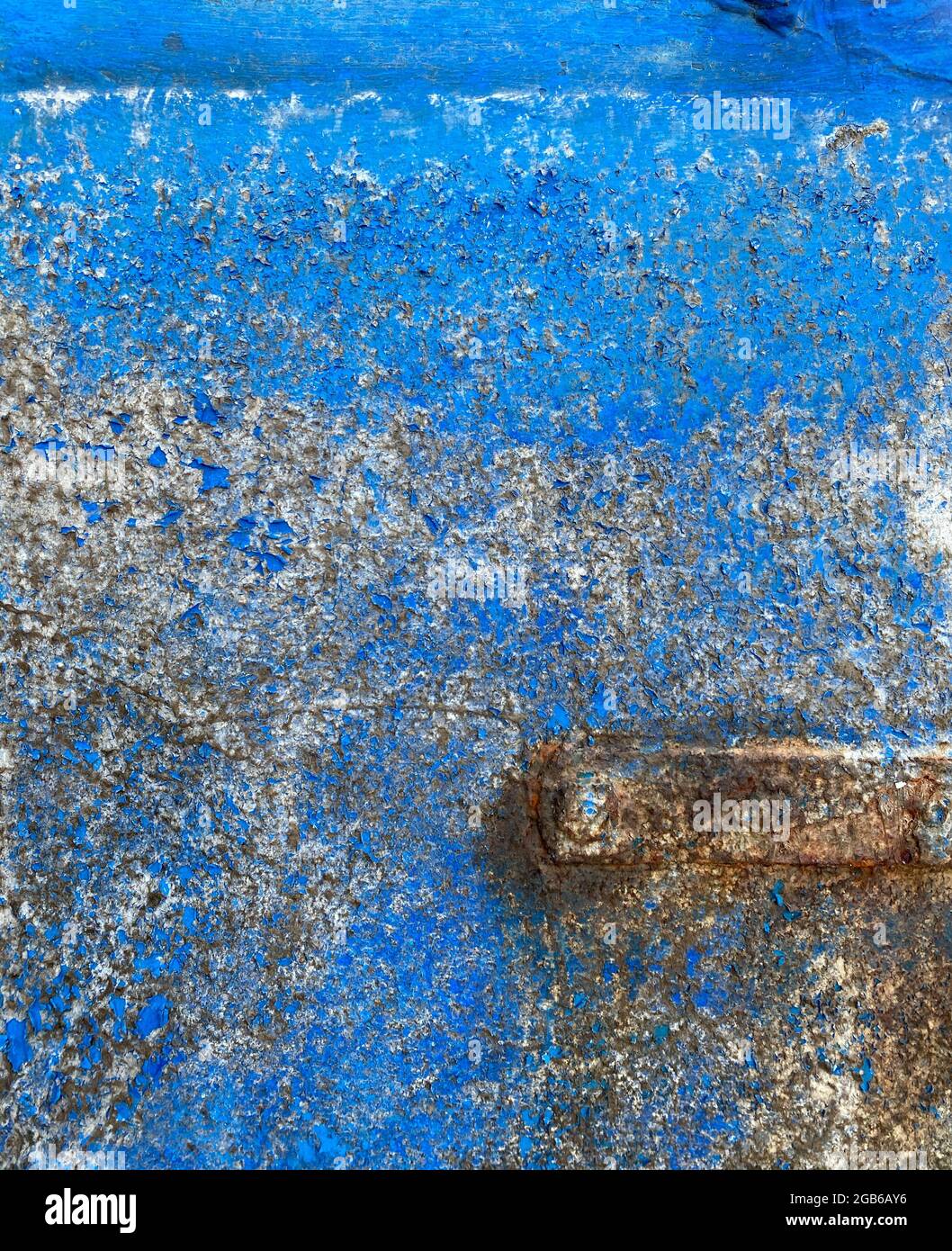 Texture of shabby blue painted iron wall with cracks and corrosion and ...