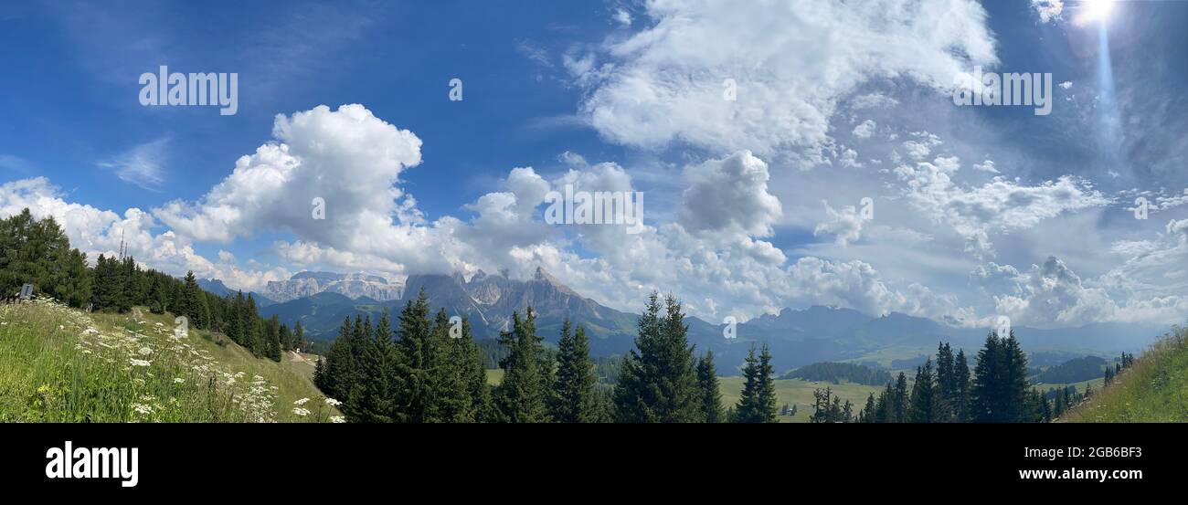 Panoramic view with valley and mountain in the distance Stock Photo - Alamy