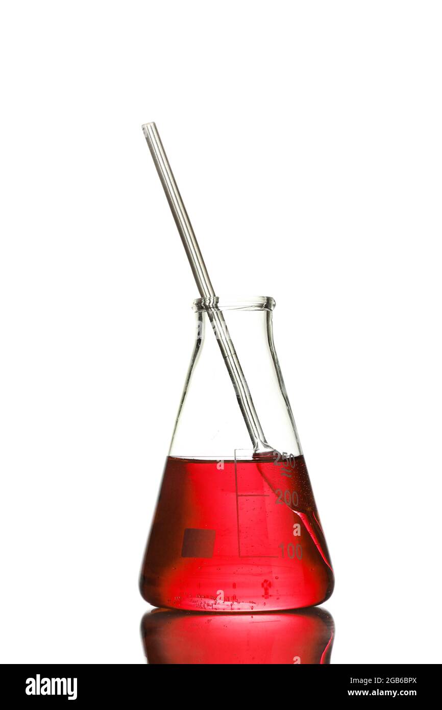 Test-tube with red liquid isolated on white Stock Photo - Alamy