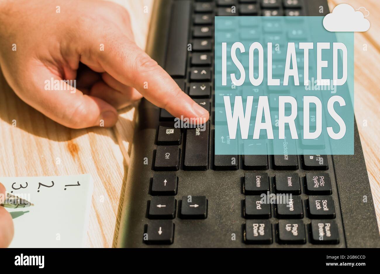 Sign displaying Isolated Wards, Word for far away from places or ...
