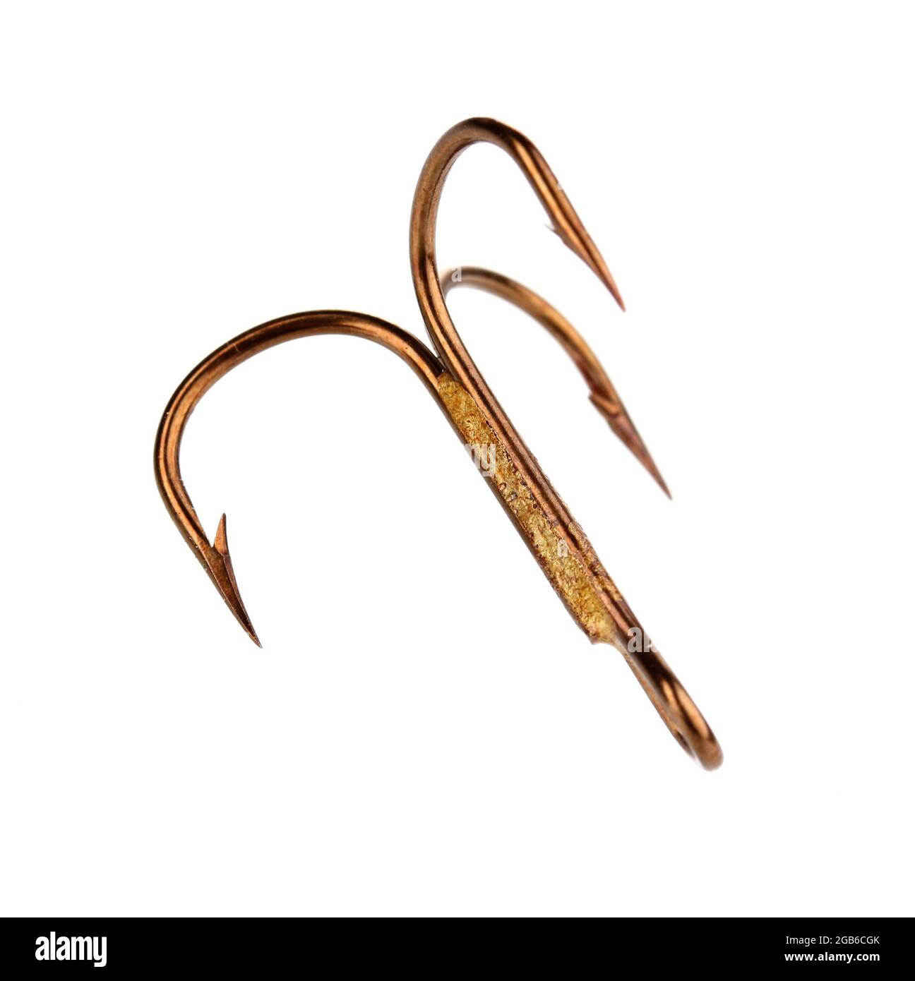 Treble fish hook isolated on white Stock Photo - Alamy