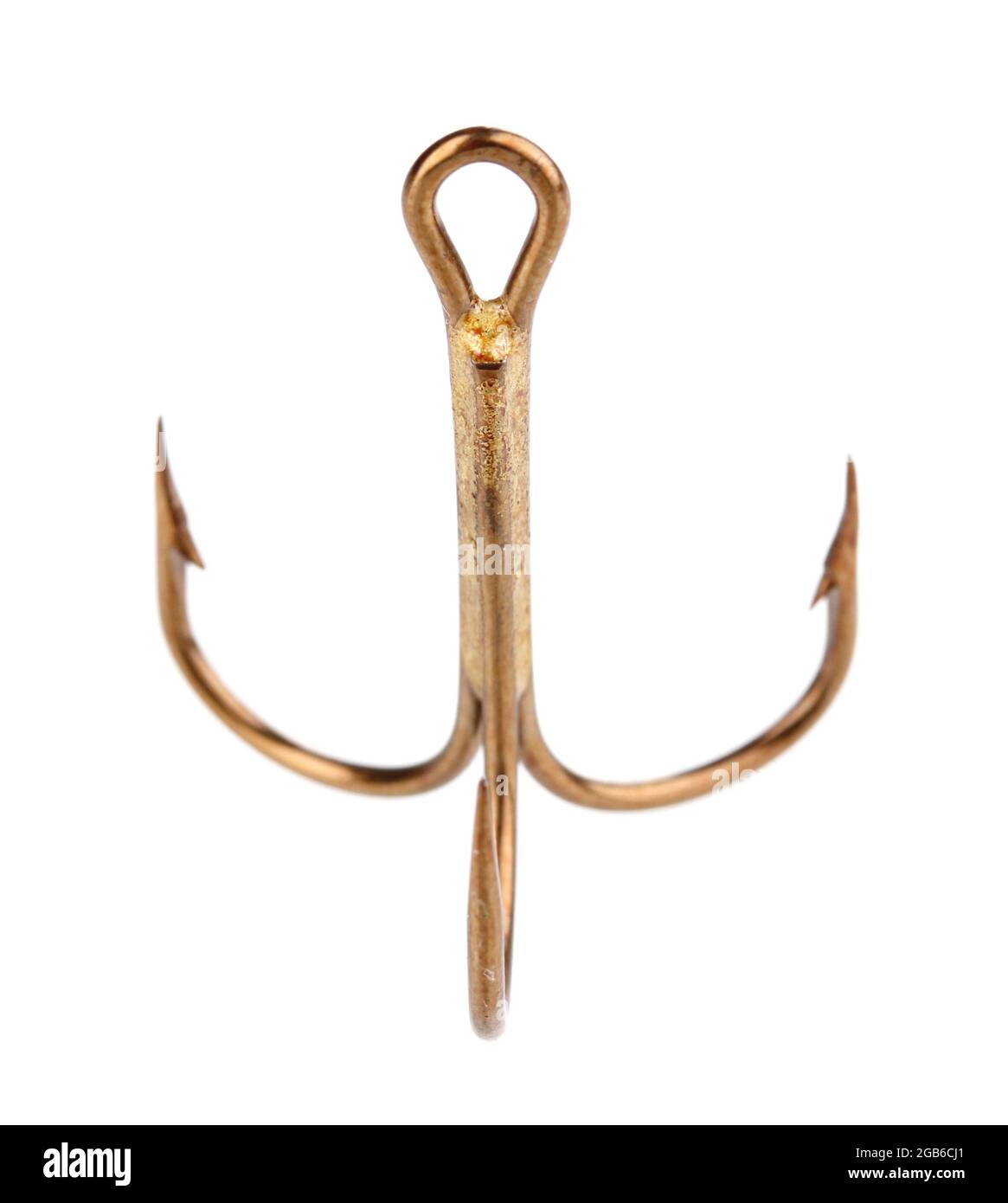 Treble fish hook isolated on white Stock Photo - Alamy
