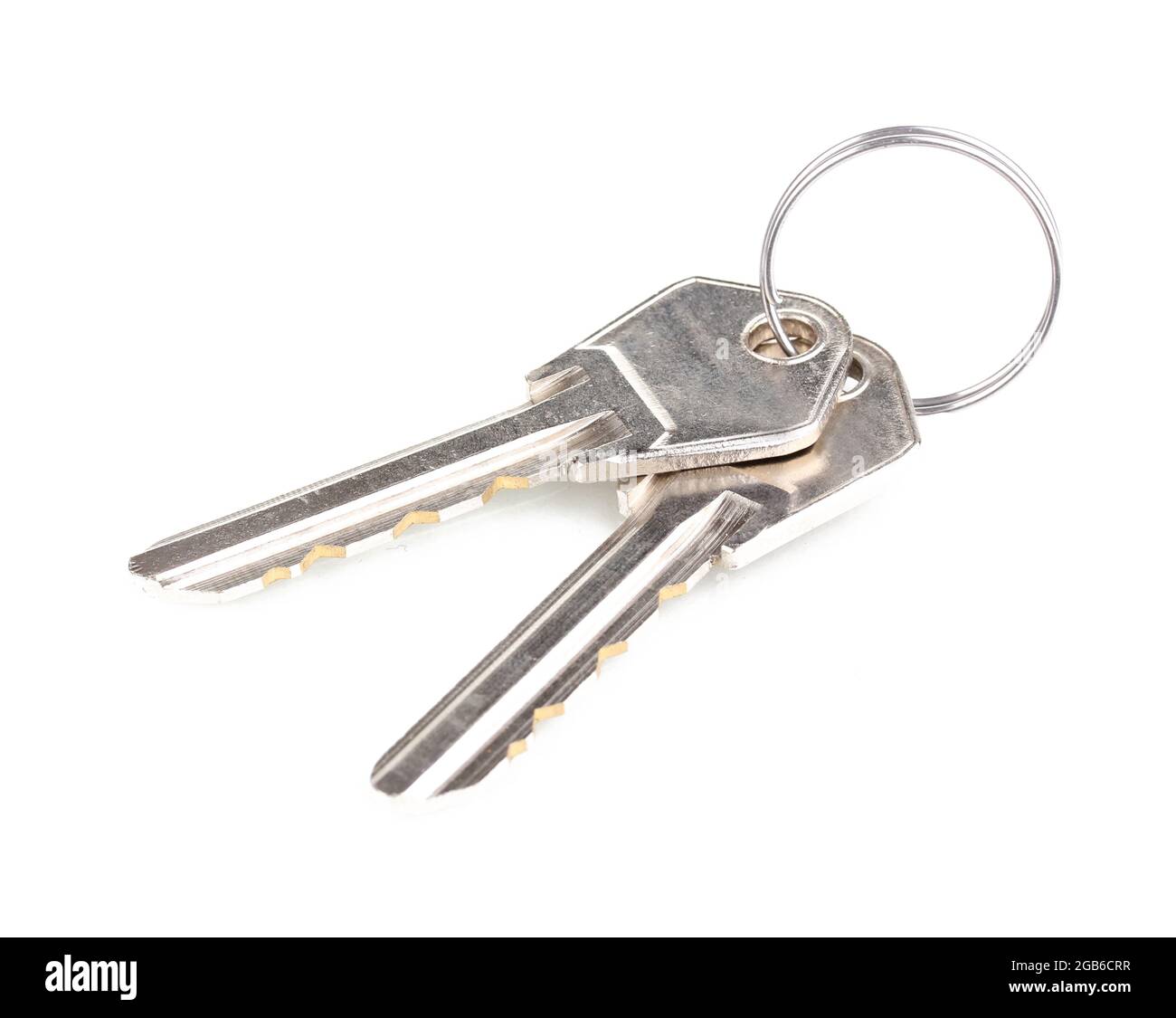 Two keys on metal ring isolated on white Stock Photo - Alamy