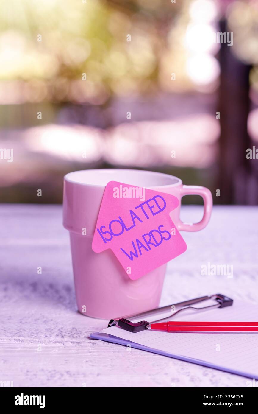 Handwriting text Isolated Wards, Word Written on far away from places ...